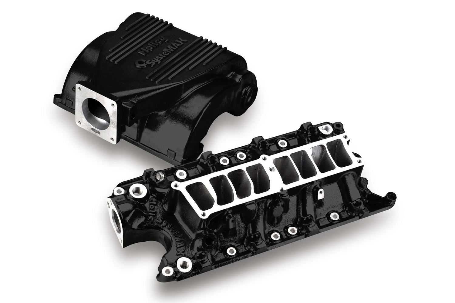 Holley 300-72BK Mustang SysteMAX Upper & Lower Intake Manifold - Black ...