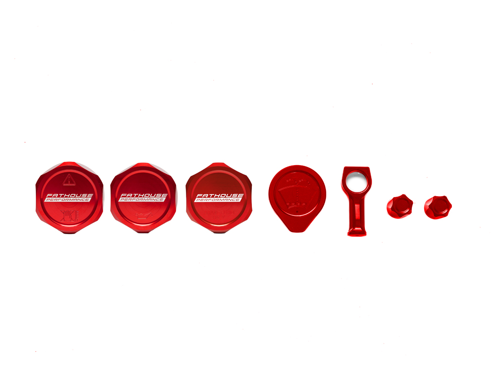 Fathouse Performance FP-BCK-RED-G1 Mustang GT/GT350 Billet Cap Kit ...