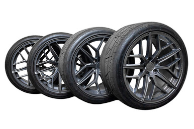 Steeda Mustang Trident Gloss Titanium Square Wheel & Tire Package ...
