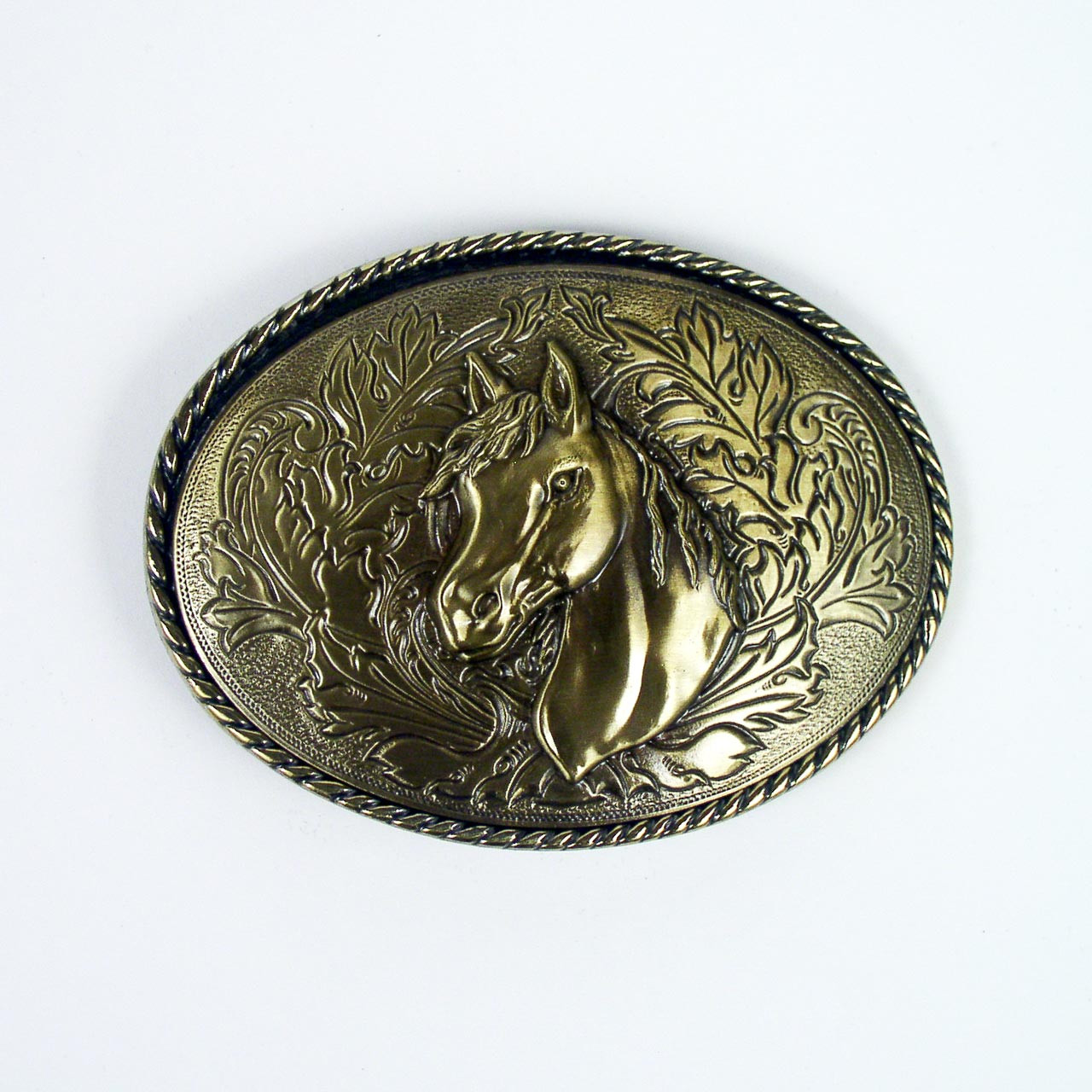 Horse Head Oval Trophy Buckle - Leathersmith Designs Inc.