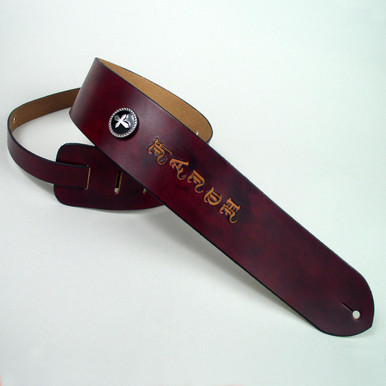 Old English Personalized Leather Guitar Strap - Leathersmith Designs Inc.