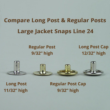 Large Jacket Snaps Line 24 with long post gold pkg of 10 - Leathersmith ...