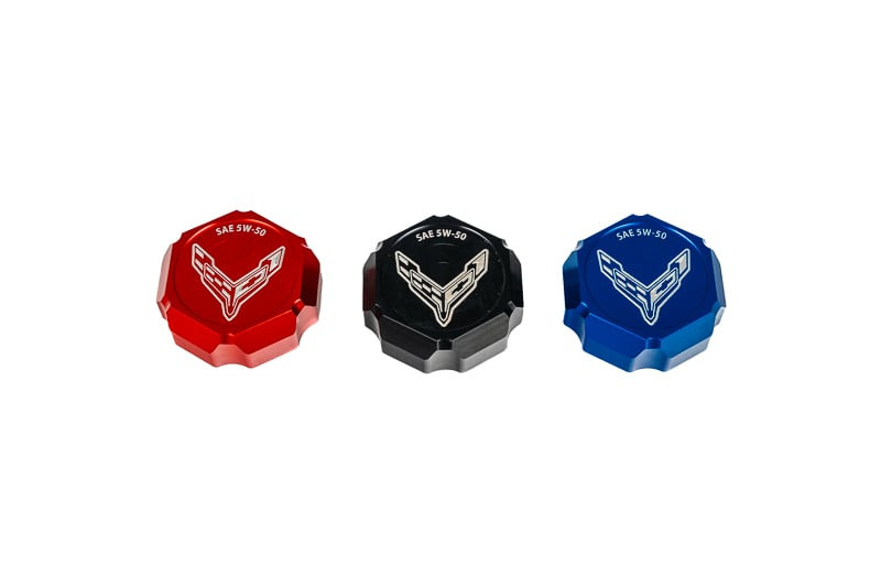 C8 Z06 Corvette Flag Billet Oil Cap Cover - Black, Blue, Red
