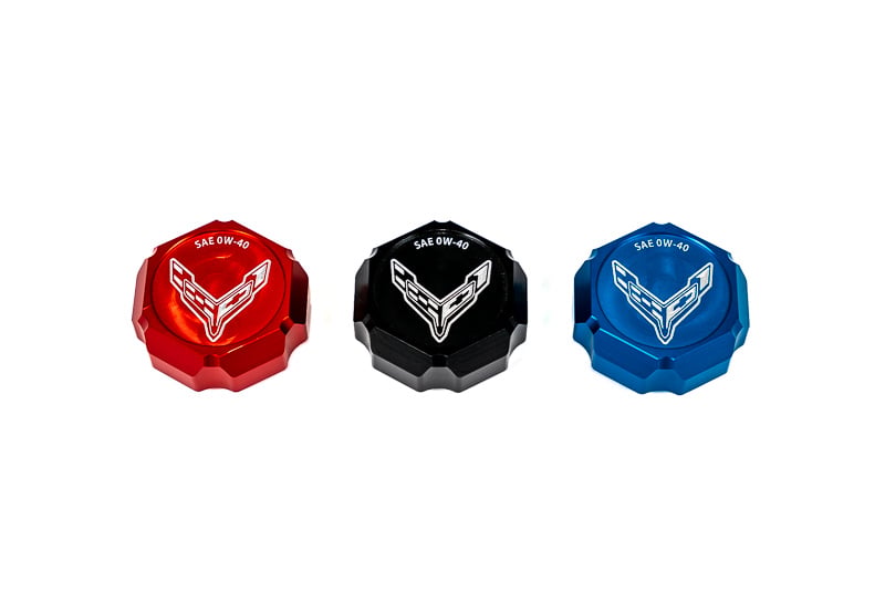 C8 Corvette Flag Billet Oil Cap Cover - Black, Blue, Red