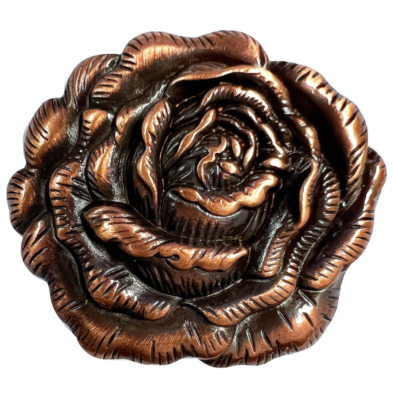 1-1/2" x 1-3/8" Copper Rose Flower Concho