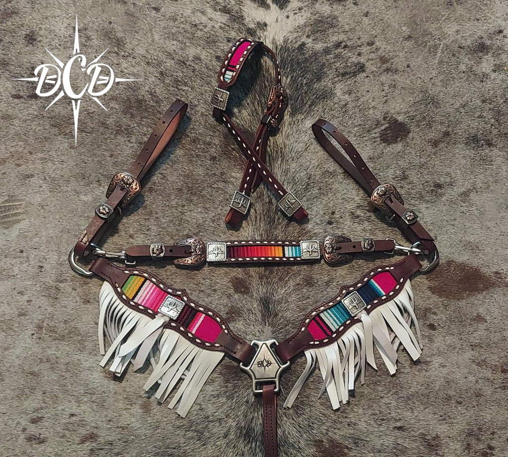 Quick order Pink Serape Fringe PONY Tack Set New