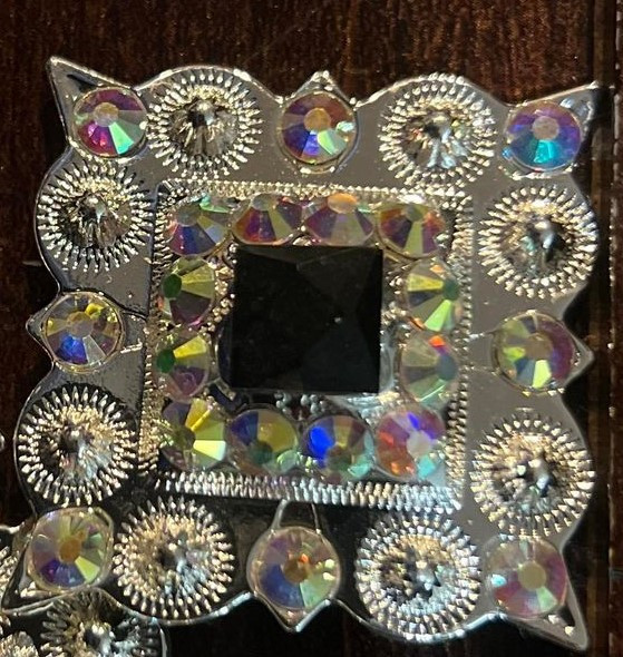 Bright Silver Fancy Square Berry Concho Black Square Center with ...