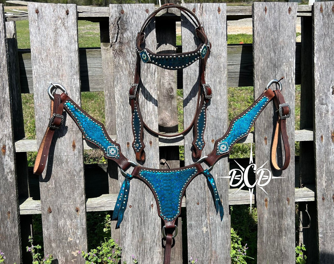 Teal Python Gladiator Spotted Tack Set***
