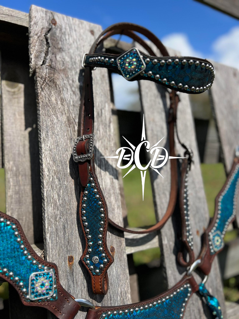 Teal Python Gladiator Spotted Tack Set***