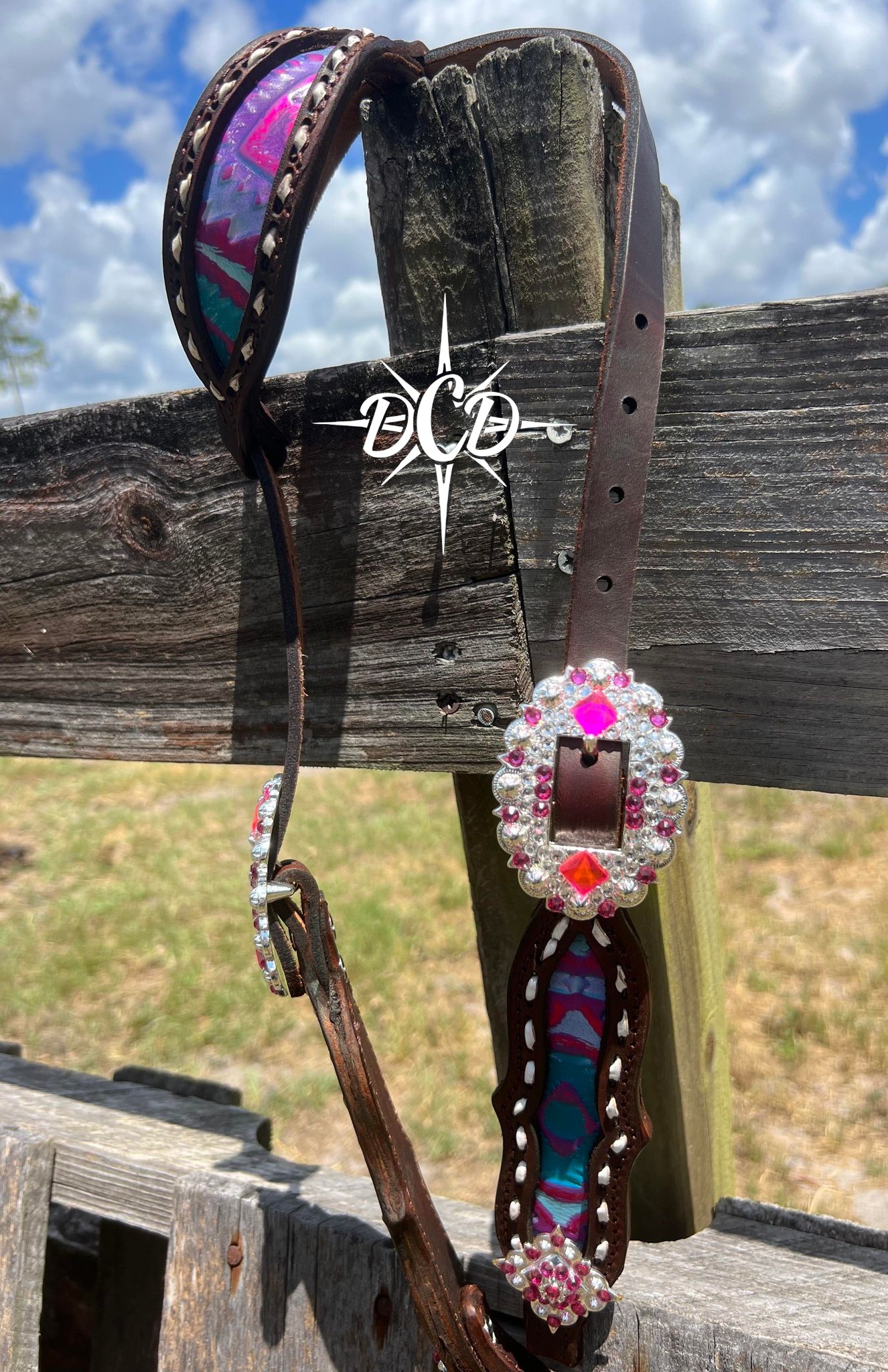 Aztec buckstitch Trim headstall only