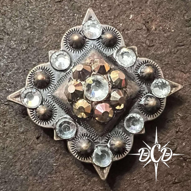 1" Antique Copper Fancy Square Rose Gold concho