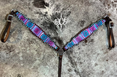 aztec multicolor criss cross whip stitch breastcollar