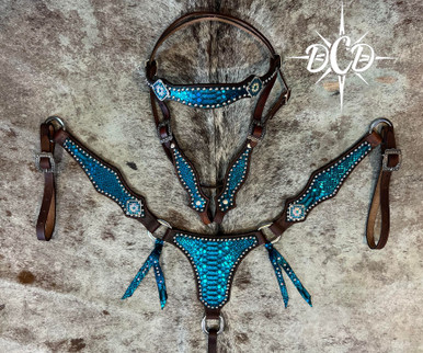Teal Python Gladiator Spotted Tack Set***