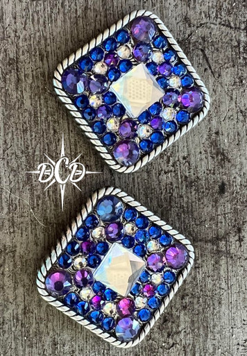 Blue and Purple Square Rope Concho 1.25"