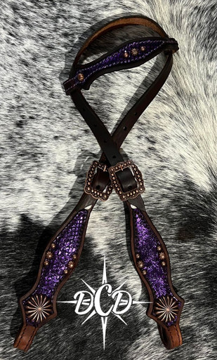 "The Storm" Lightning print Spot Trim headstall only