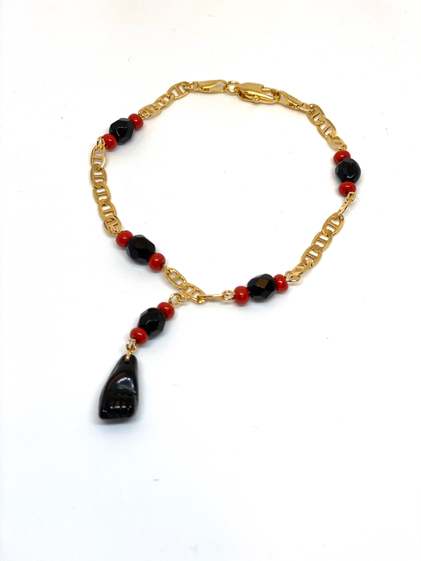 Pulcera Gold Filled Mano Azabache Adulto - Botanica Caridad