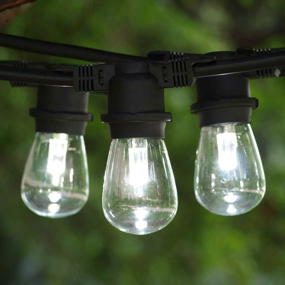 LED Outdoor String Lights, Black, LED S14 Professional Bulbs