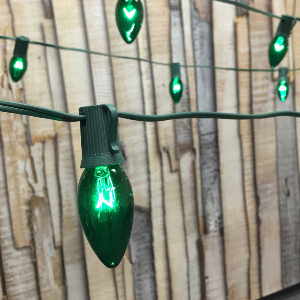 C9 Patio String Light, 25' Green, C9 Green Bulb | PartyLights.com