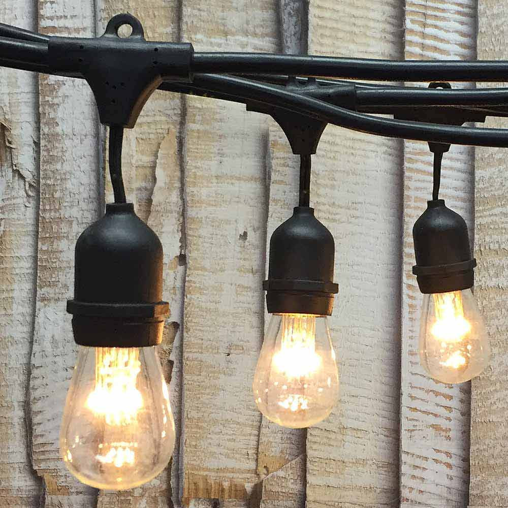 LED Outdoor String Lights, 100' Black, LED Premium S14 Bulbs (9 LEDs ...