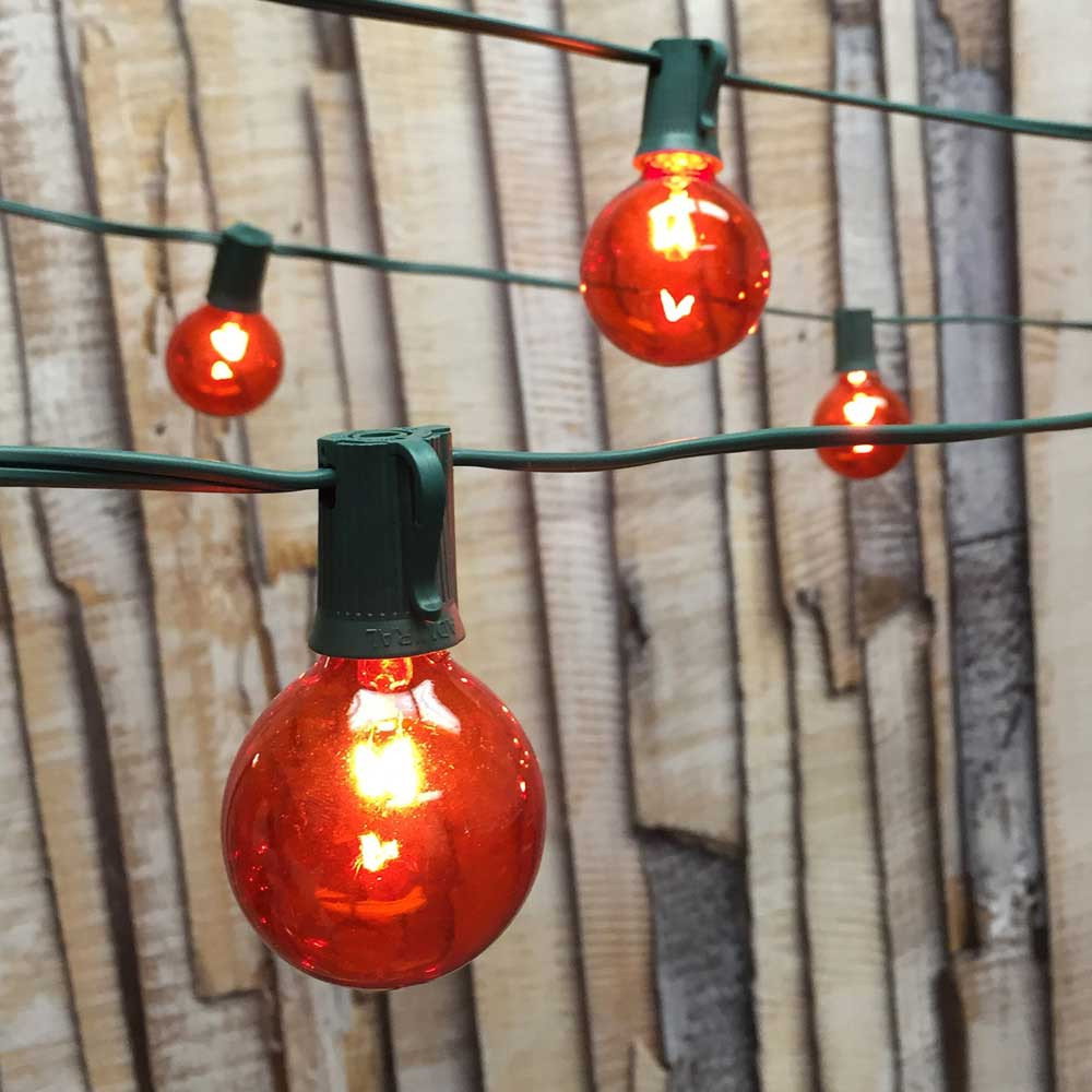 Pink String Lights, 25' Green C9 Cord, G50 Bulbs | PartyLights