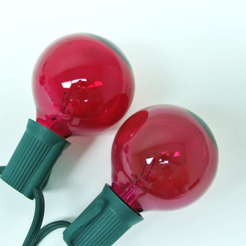 Pink String Lights, 25' Green C9 Cord, G50 Bulbs | PartyLights