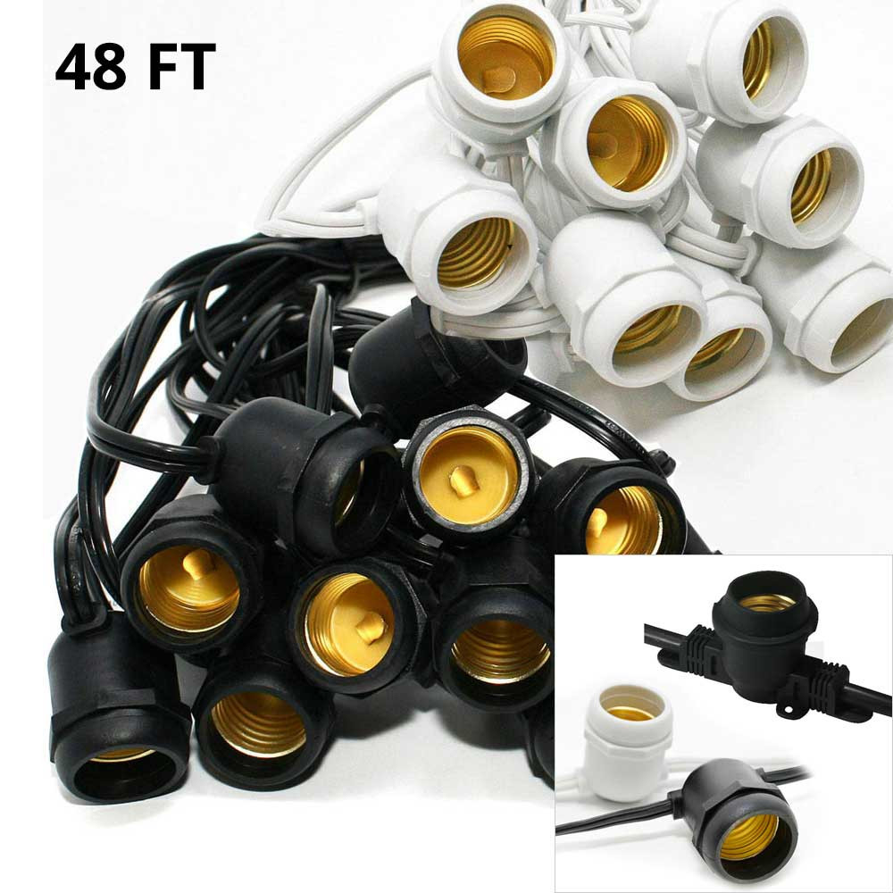 48 ft Commercial Medium Base String Lights - Black | Commercial Medium ...