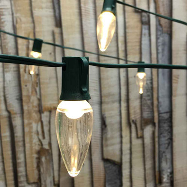 50 ft Green C9 String Light with Smooth LED C9 Warm White Bulbs