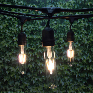 LED Vintage Outdoor String Lights, 100' Black, LED T9 Vintage Bulbs ...