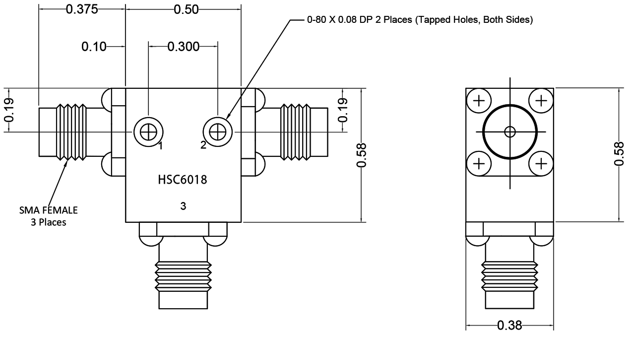 HSC6018 SMA Circulator 6 to 18 GHz, 10 Watts HASCO Components