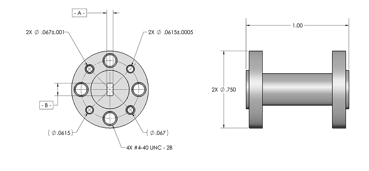 WR-10 Waveguide Section, 1 Inch Length, W Band, 75 GHz to 110 GHz