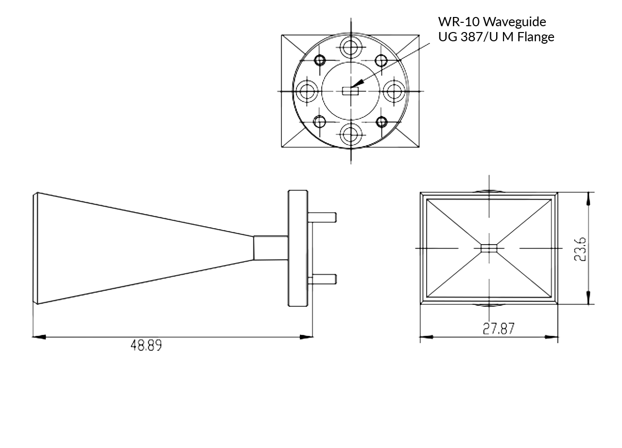 WR-10, 23 dBi Typical Gain, Rectangular Standard Gain Horn Antenna ...