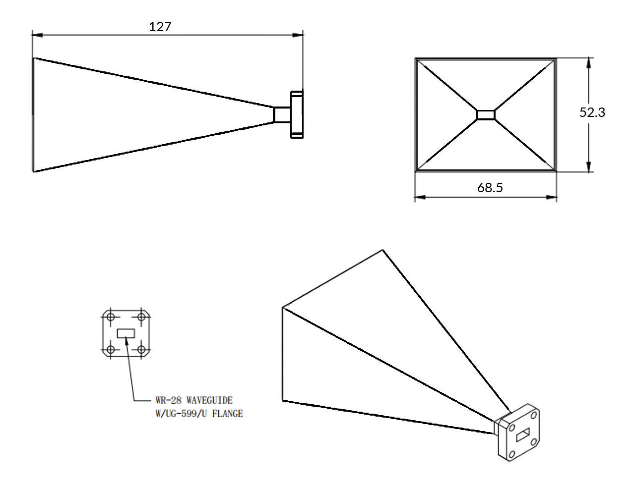 WR-28, 23 dBi Typical Gain, Rectangular Standard Gain Horn Antenna ...