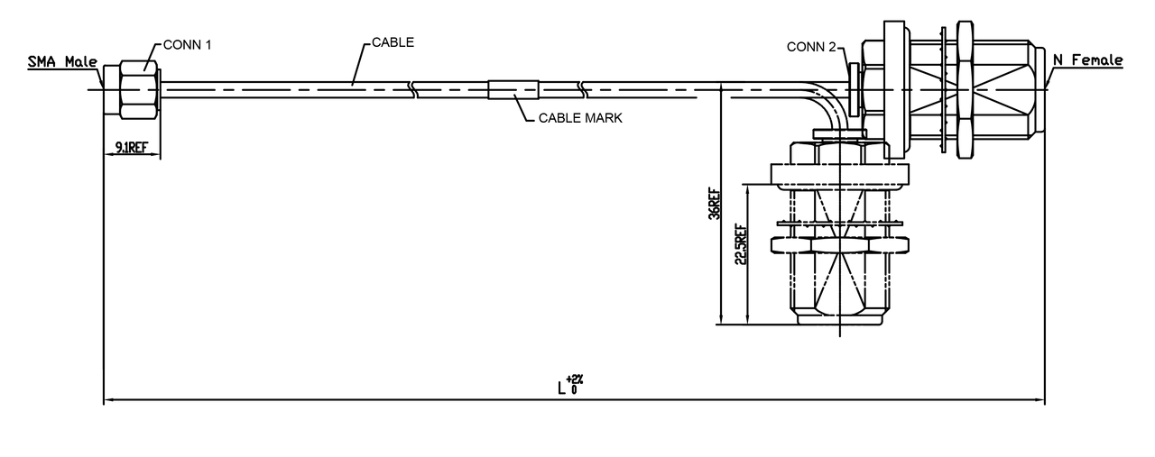 Littlebend .098 Flexible RF Cable 22 Inches | HASCO Components