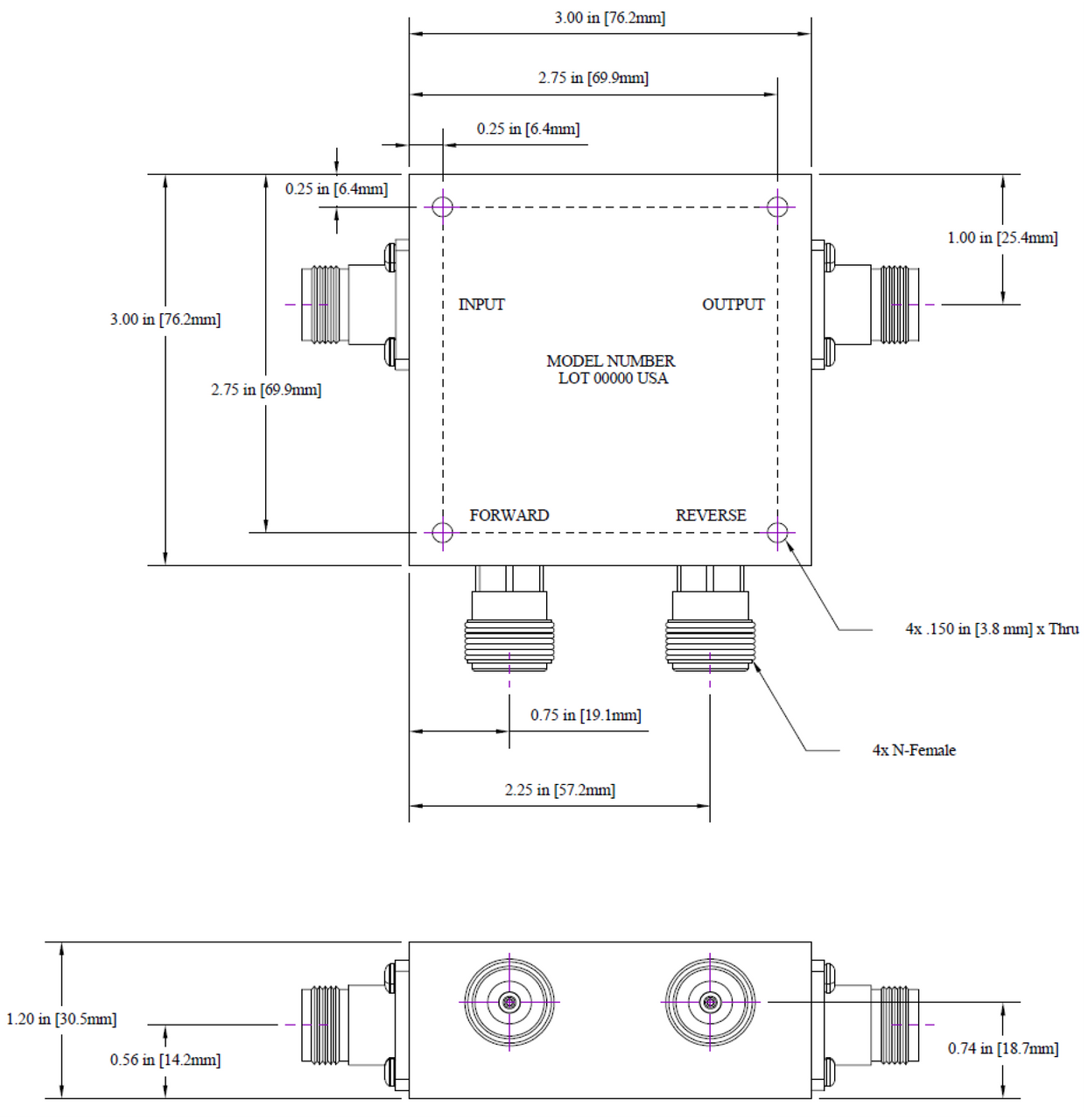 WMHPDDC-1-2-40dB-N | Dual Directional Couplers