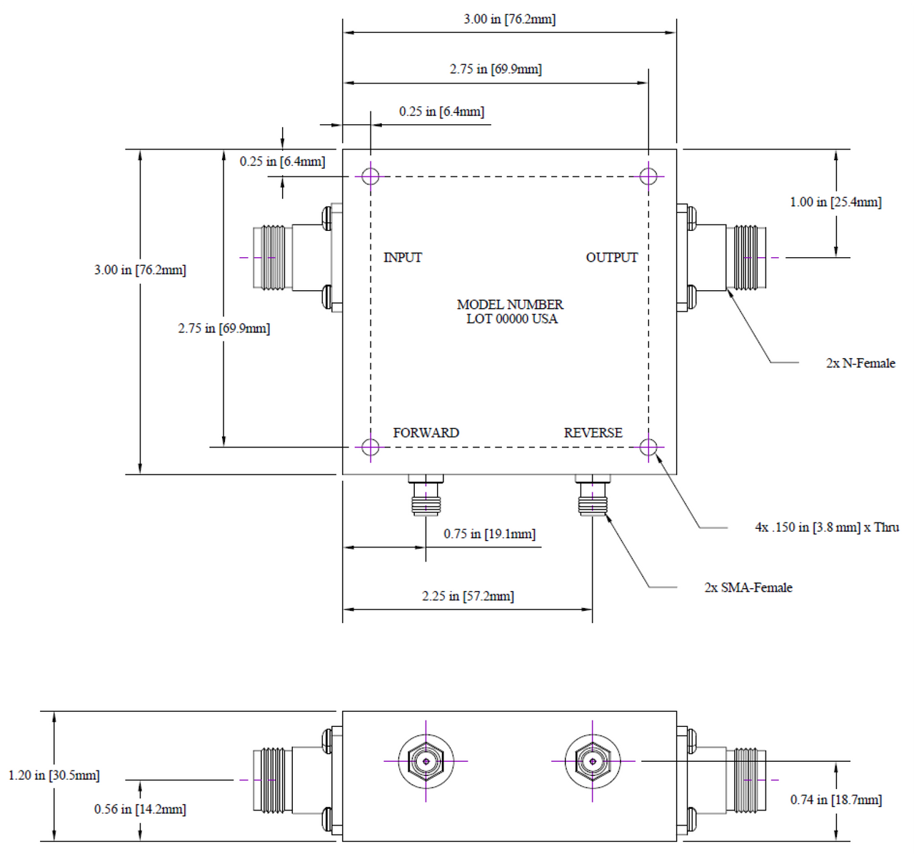 WMHPDDC-1-2-40dB-NS | Dual Directional Couplers