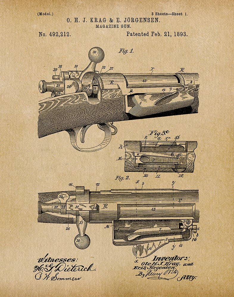 Magazine Gun 1893 Patent Art Print - SARCO, Inc