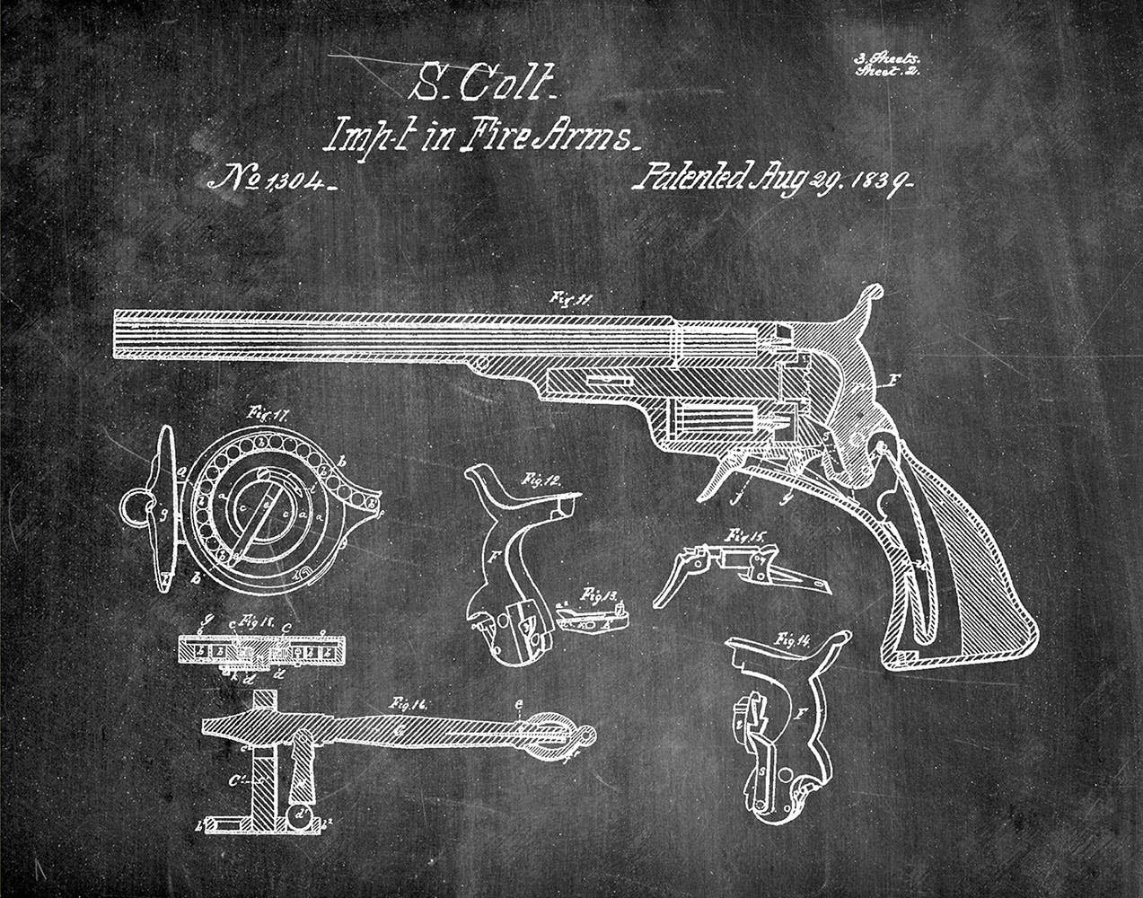 Colt Revolver 1839 Patent Art Print - SARCO, Inc