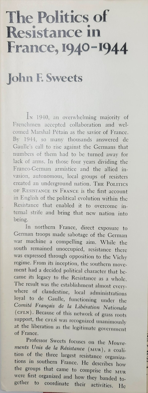 The Politics pf Resistance in France 1940-1945 - SARCO, Inc