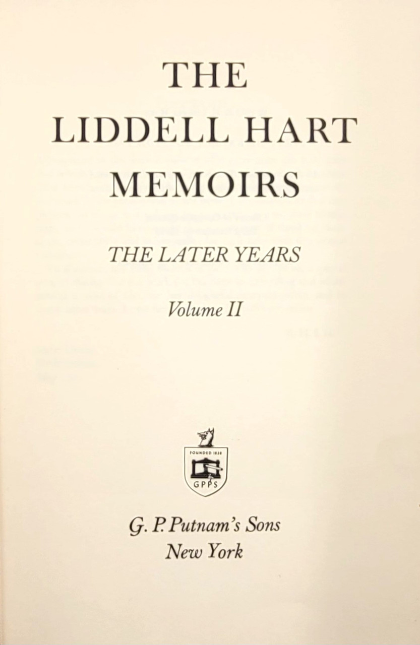 The Liddell Hart Memoirs, The Later Years: Volume II - SARCO, Inc