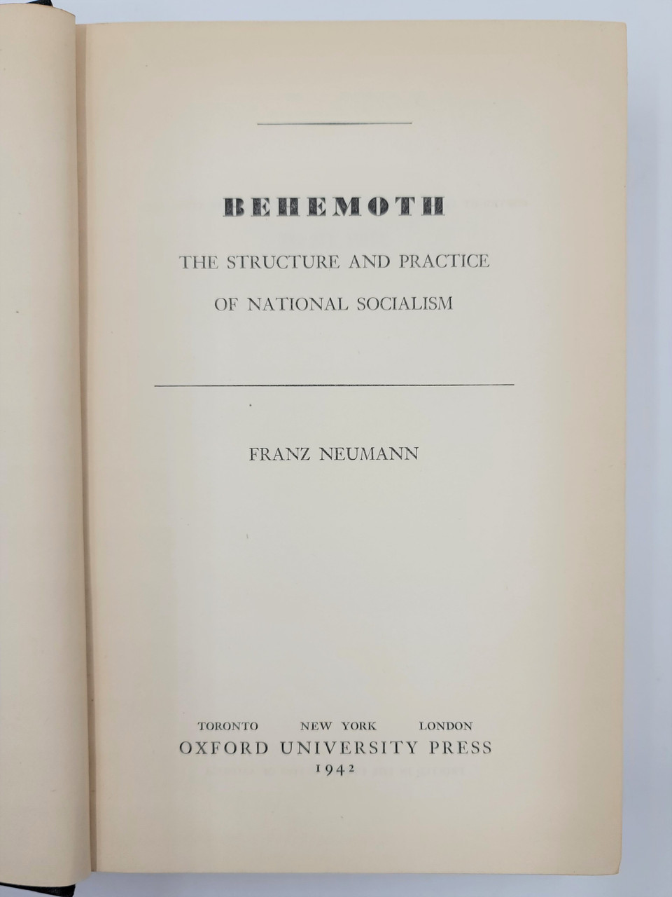 Behemoth, the Structure and Practice of National Socialism - SARCO, Inc