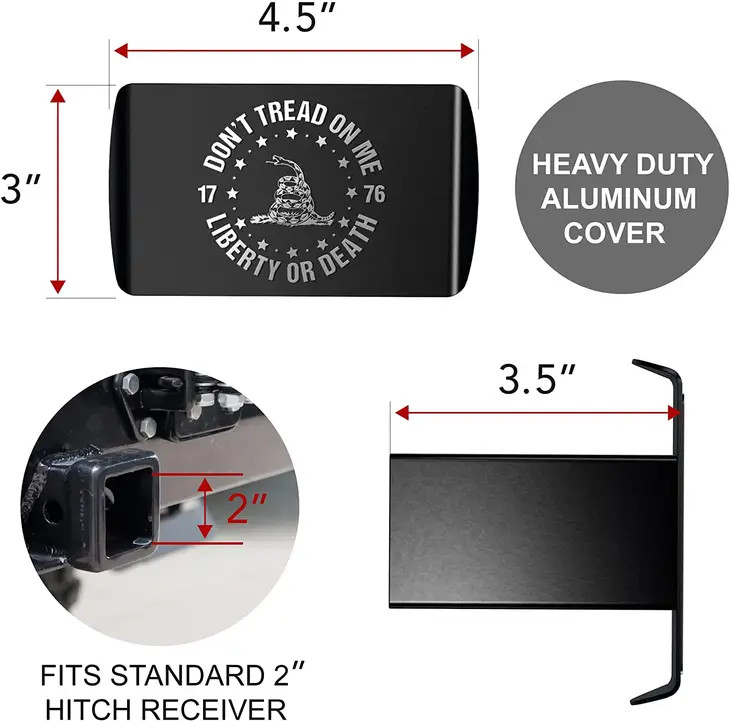 Black & Chrome Metal Trailer Hitch Cover - SARCO, Inc