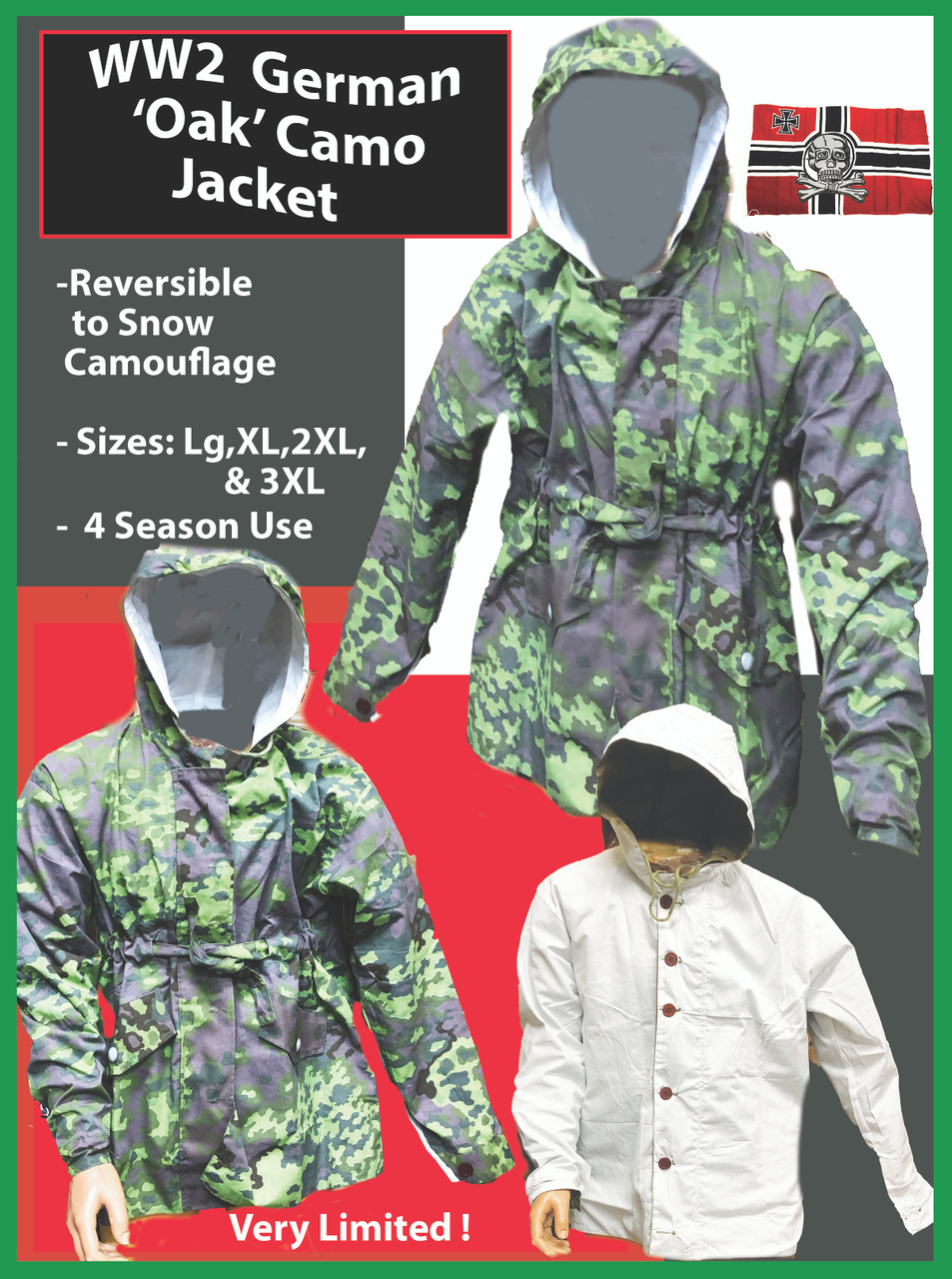 WW2 German Oak Camouflage Jacket, Reversible - SARCO, Inc