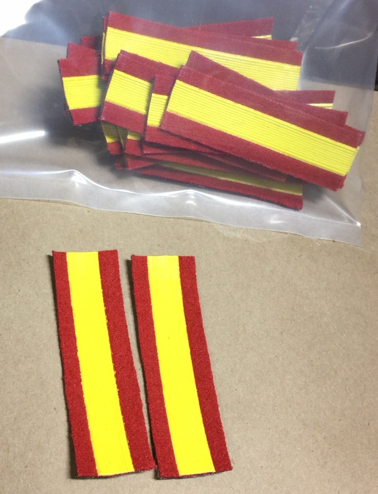 Yellow / Red Fabric Russian Collar Tabs - 10 pc pack - SARCO, Inc