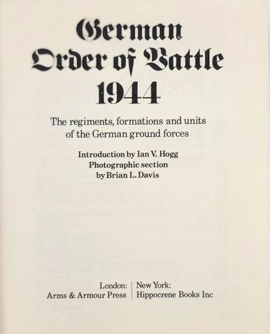 German Order of Battle, 1944 - SARCO, Inc