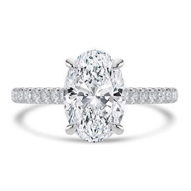 Buy Oval Lab Created Diamond Cathedral Open Bridge Hidden Halo ...