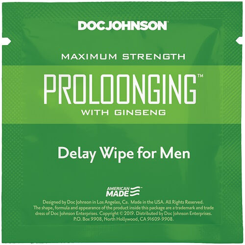 Doc Johnson Prolong with Ginseng Delay Wipe for Men - Dirty Little Things