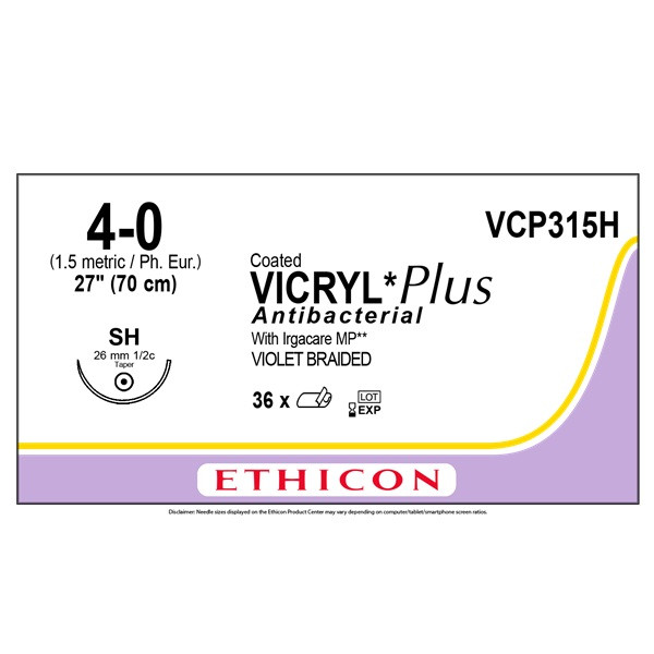 Ethicon Vicryl Plus Antibacterial Sutures 4/0, 26mm, 1/2 Circle, Violet ...