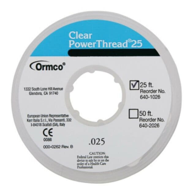Ormco Power Thread - 50 Feet, Clear, Size 0.030 - AHP Dental & Medical ...