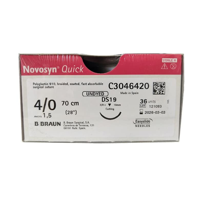 Braun Novosyn Quick (Absorbable) Sutures 4/0, 19mm, 3/8 Circle ...
