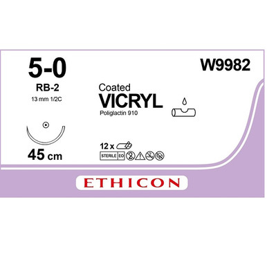 Ethicon Vicryl Sutures 5/0, 13mm, 1/2 Circle - W9982 - AHP Dental & Medical - AHP Dental & Medical